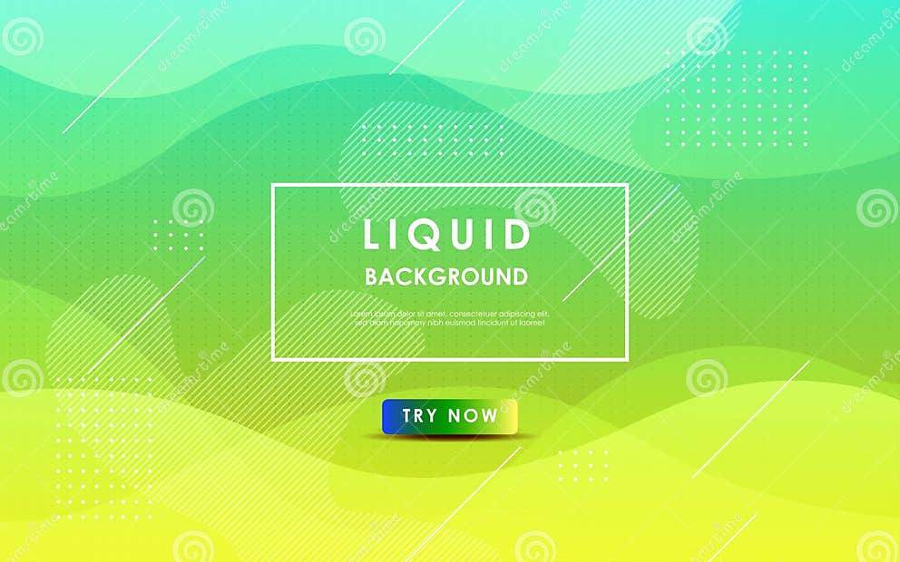 Abstract Green Gradient Wavy Light Liquid Color with Geometric Shape ...