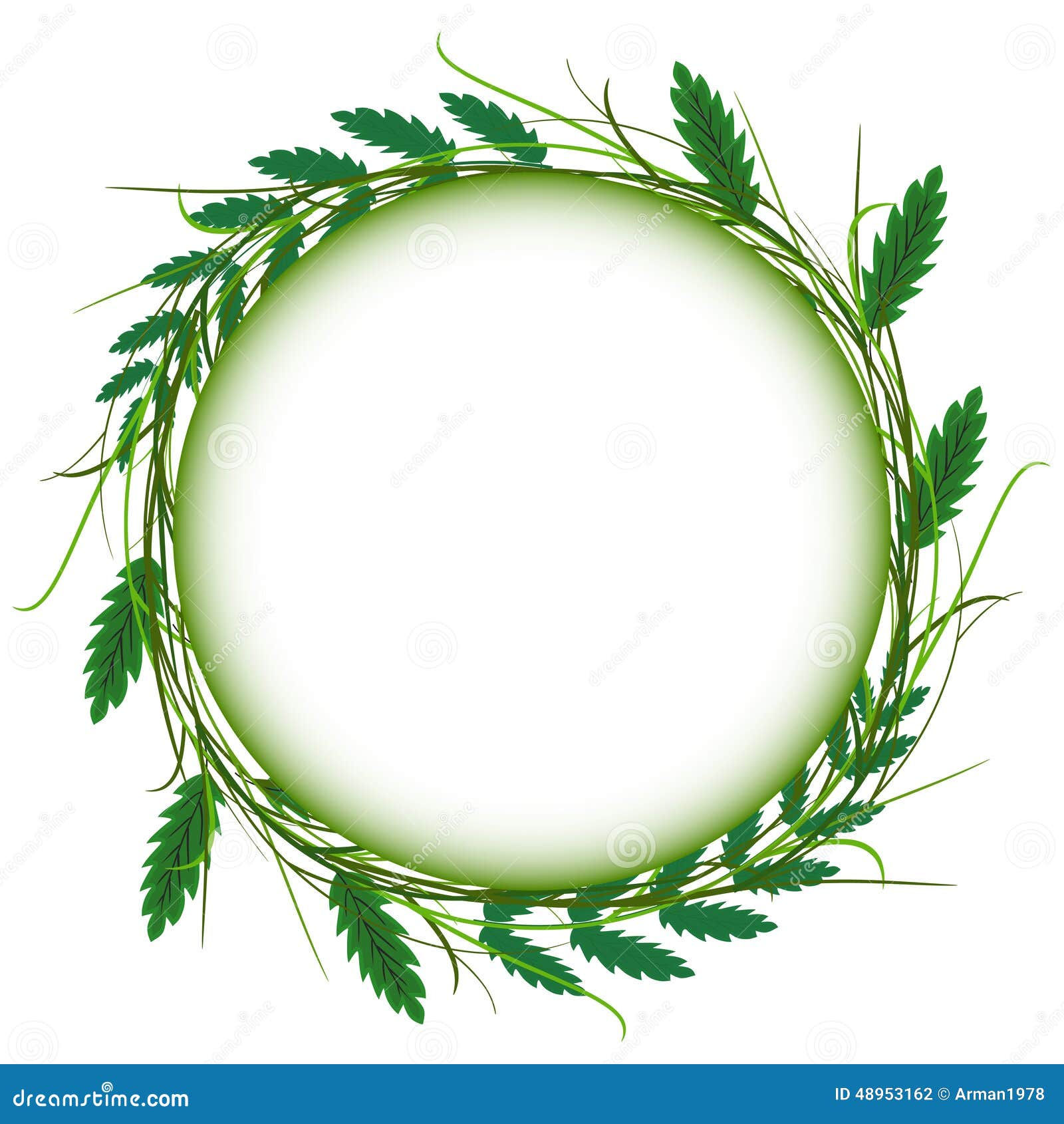 Abstract Green Grass Circle Frame Vector Whit Stock Vector ...