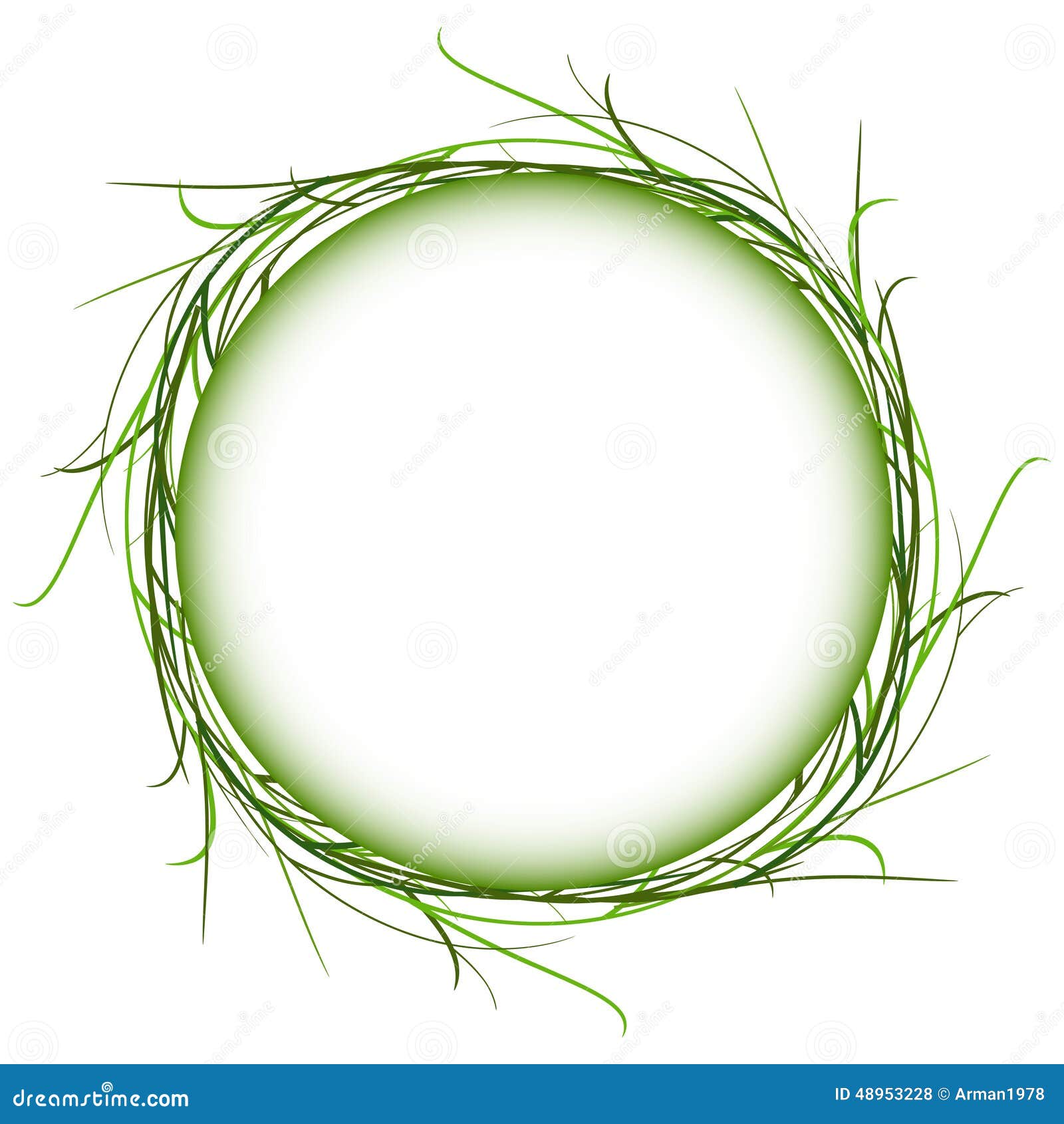 Abstract Green Grass Circle Frame Vector Whit Stock Vector ...
