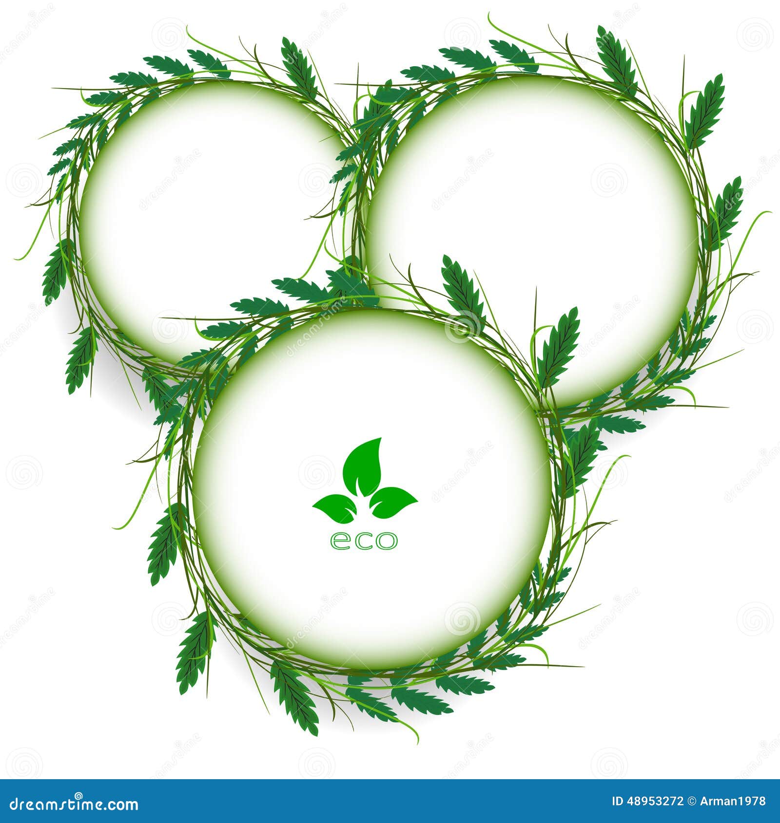Abstract Green Grass Circle Frame Vector Whit Stock Vector ...