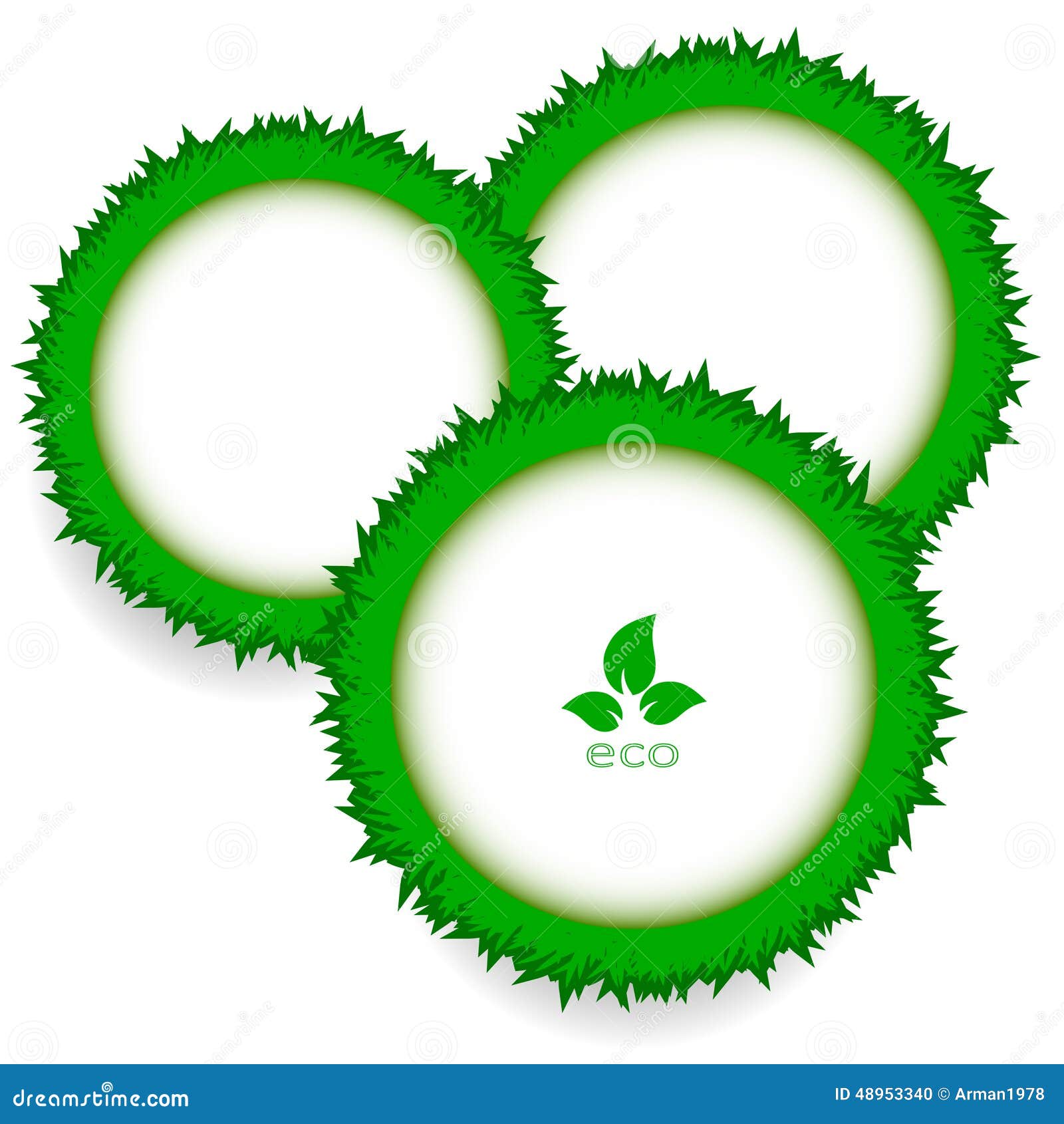 Abstract Green Grass Circle Frame Vector Whit Stock Vector ...