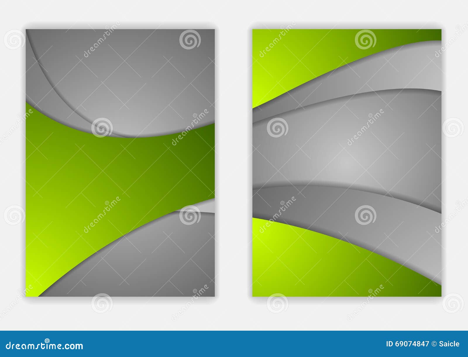 Abstract Green Grey Wavy Corporate Flyer Design Template Stock Vector ...