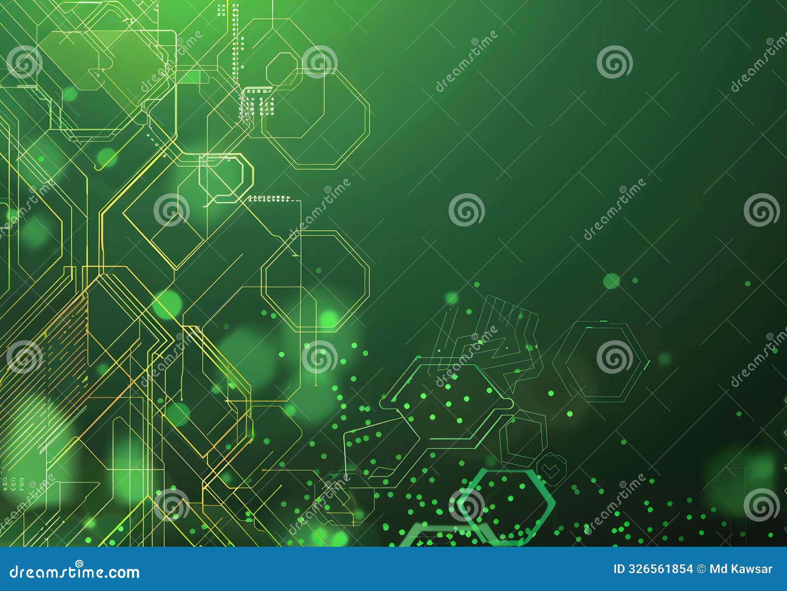 Abstract Green Hexagon Tech Background Stock Illustration ...