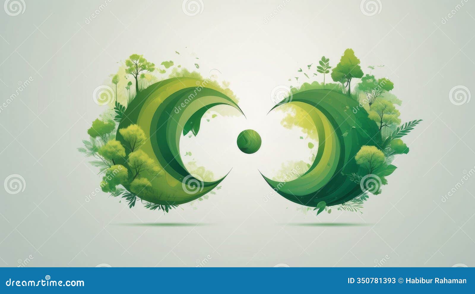 Abstract Green Infinity Symbol with Trees Stock Illustration ...