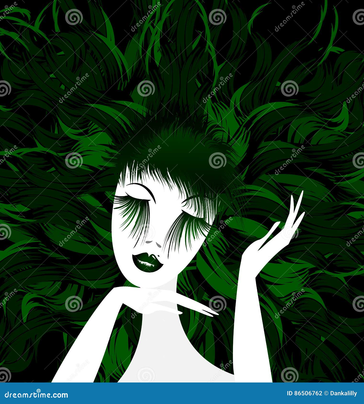 Abstract green lady stock vector. Illustration of coiffure - 86506762