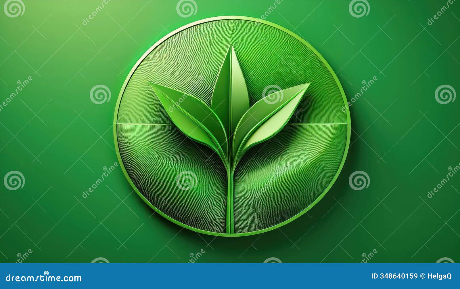 Abstract Green Leaf Emblem on Circular Background Stock Illustration ...