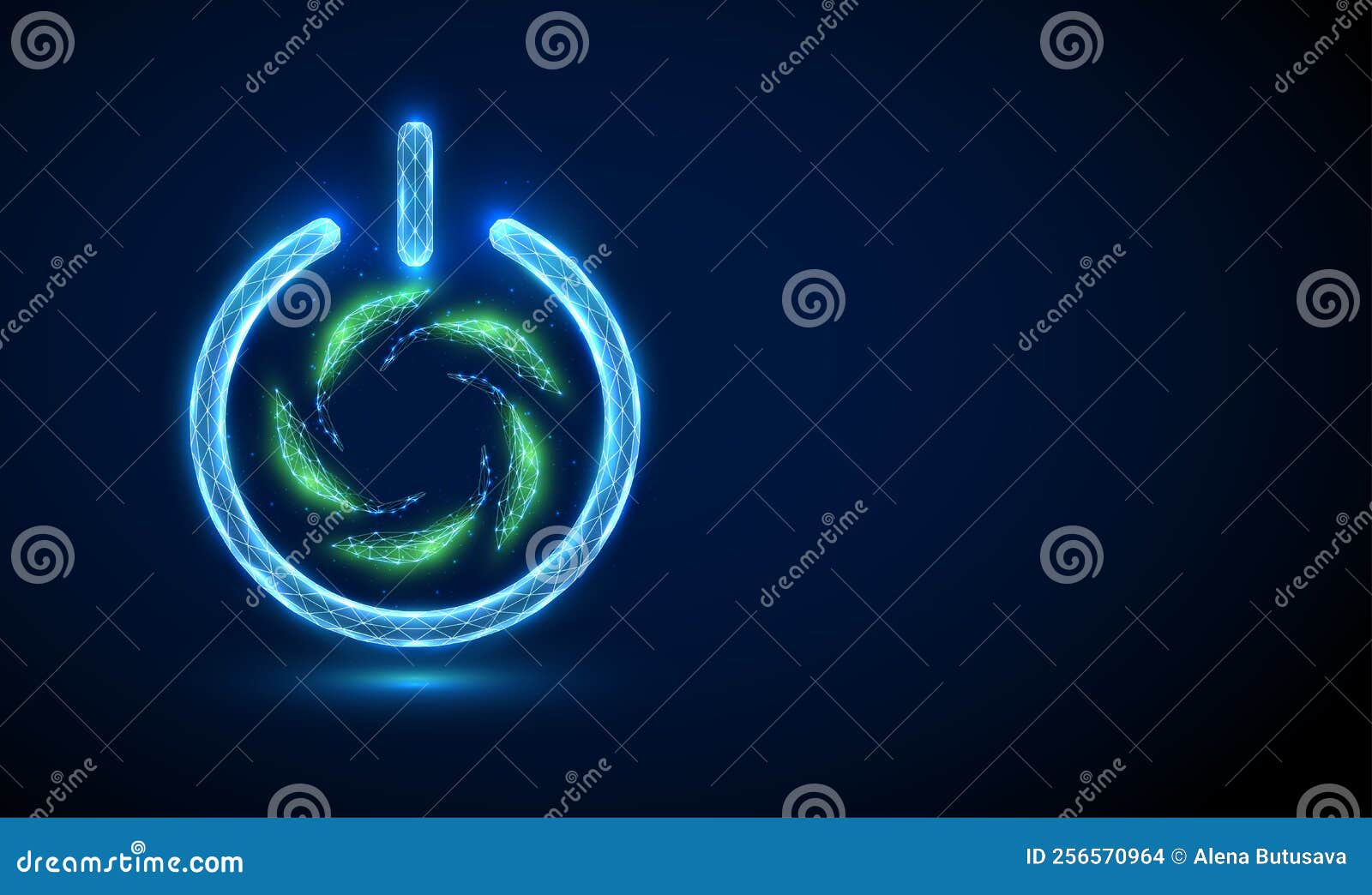 Abstract Green Leafs in Circle in Power Button Stock Vector ...