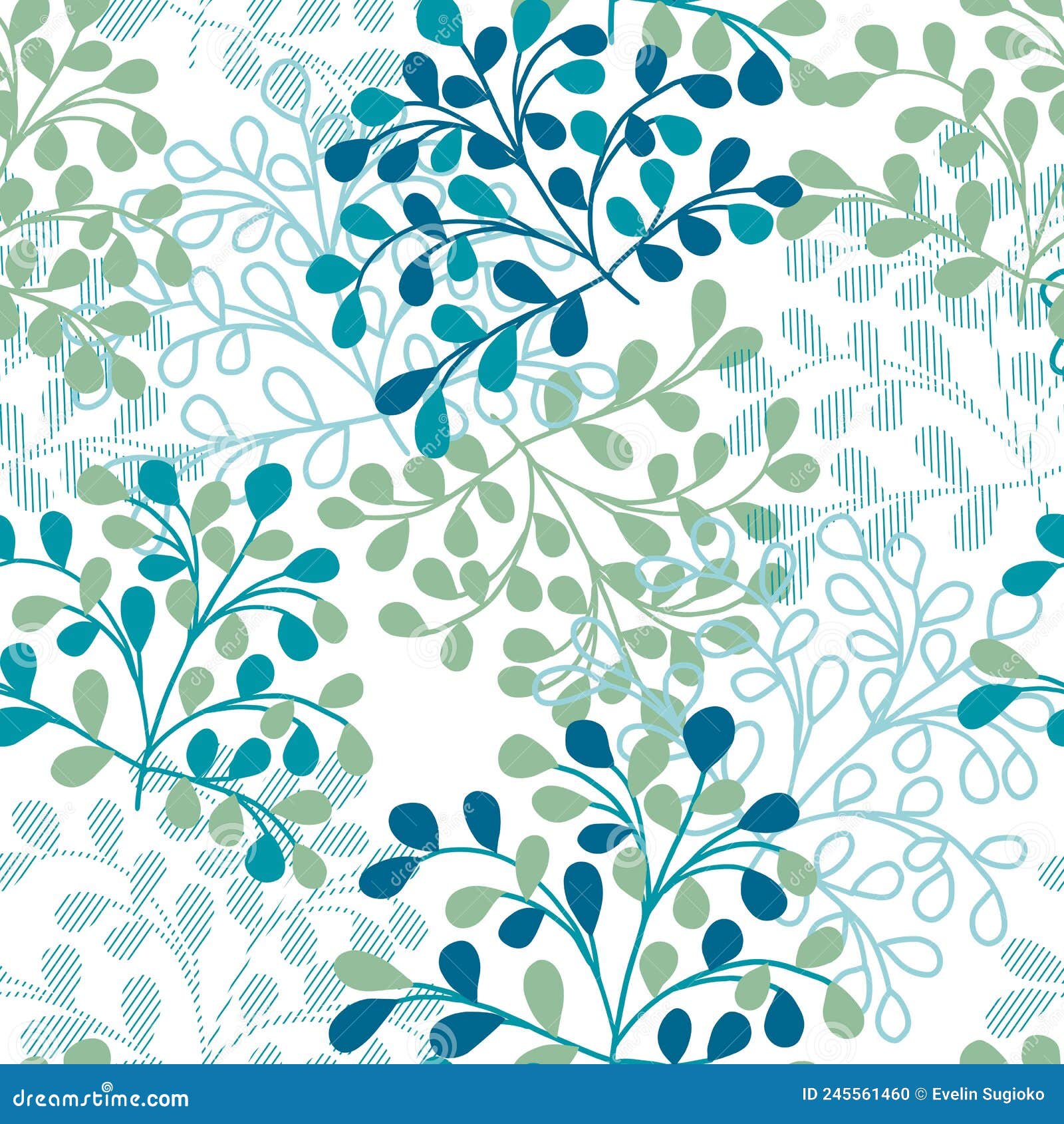 Abstract Green Leaves Organic Vector Graphic Seamless Pattern Stock ...