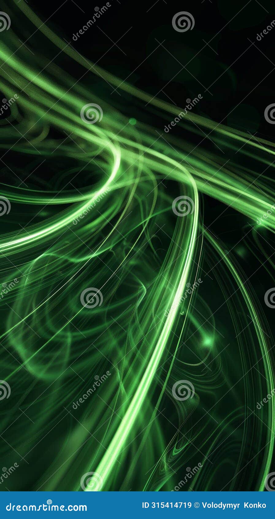 Abstract Green Light Waves on a Black Background Stock Image - Image of ...