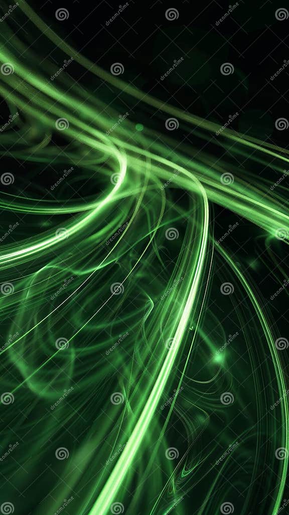 Abstract Green Light Waves on a Black Background Stock Image - Image of ...