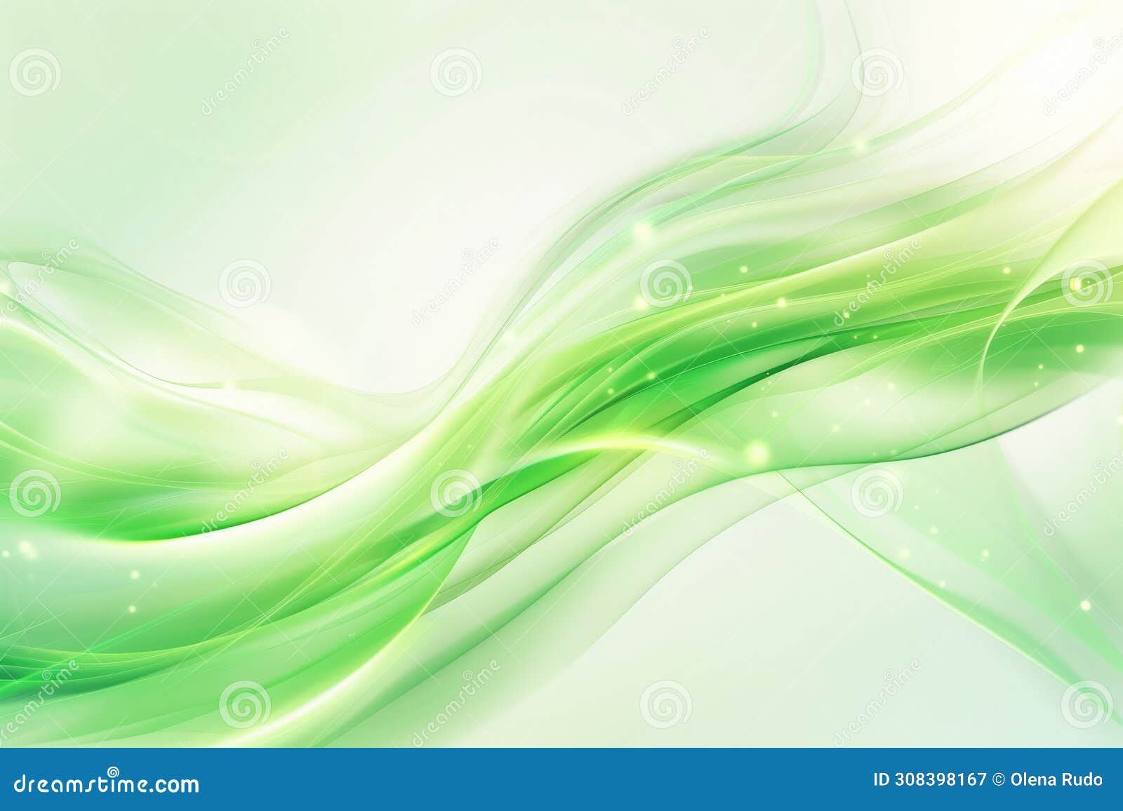 Abstract Green Light Waves and Particles Stock Illustration ...