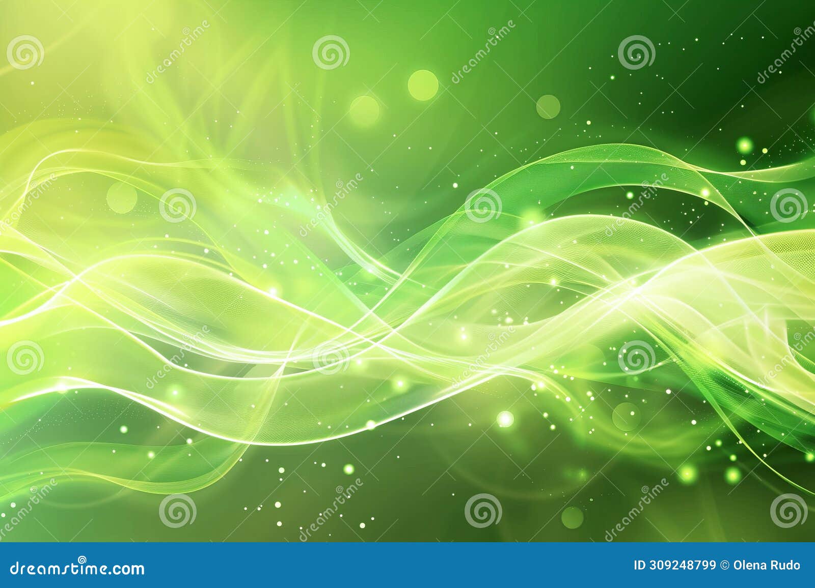 Abstract Green Light Waves and Particles Stock Illustration ...