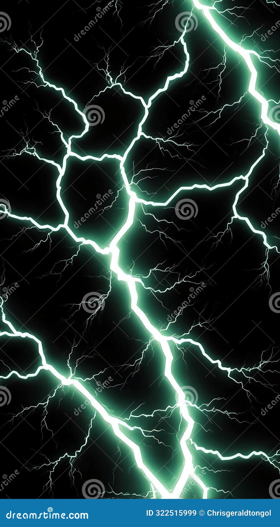 Abstract Green Lightning Design in Black Ai Generated Stock ...