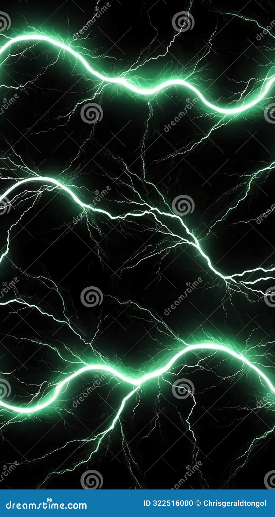 Abstract Green Lightning Design in Black Ai Generated Stock ...