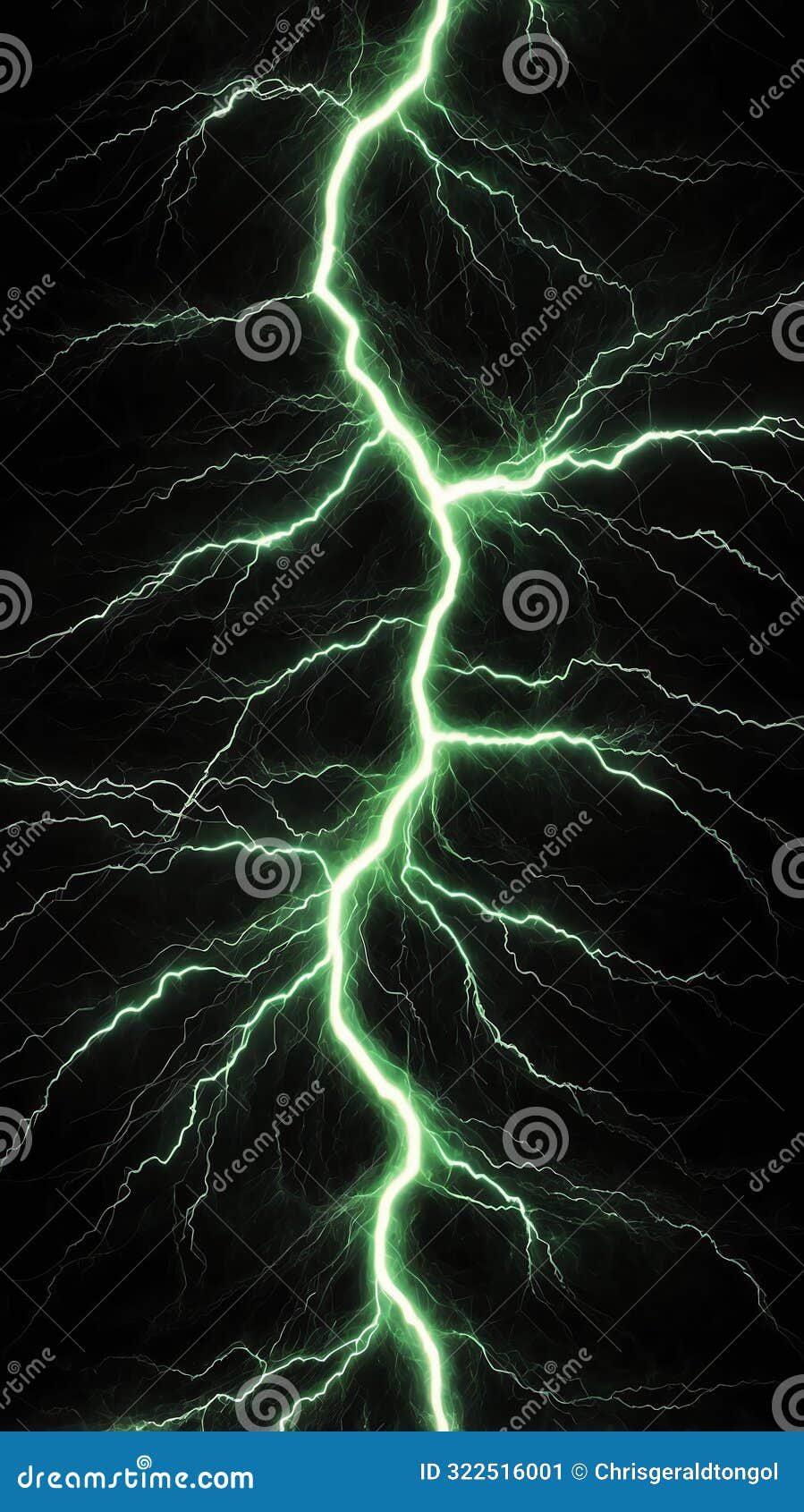 Abstract Green Lightning Design in Black Ai Generated Stock ...