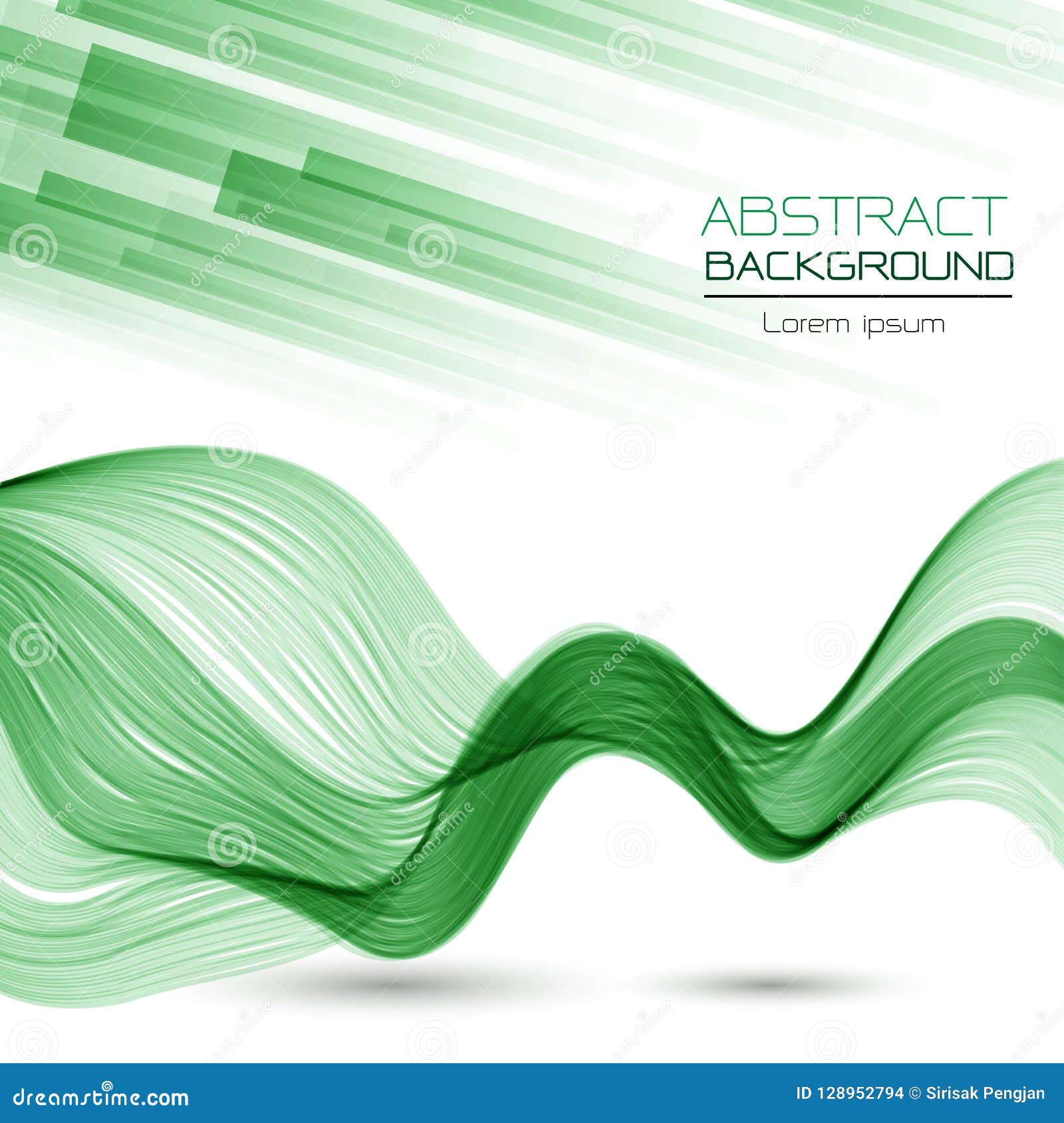 Abstract Green Line Curve Overlap and Wave Lines Background Vector ...