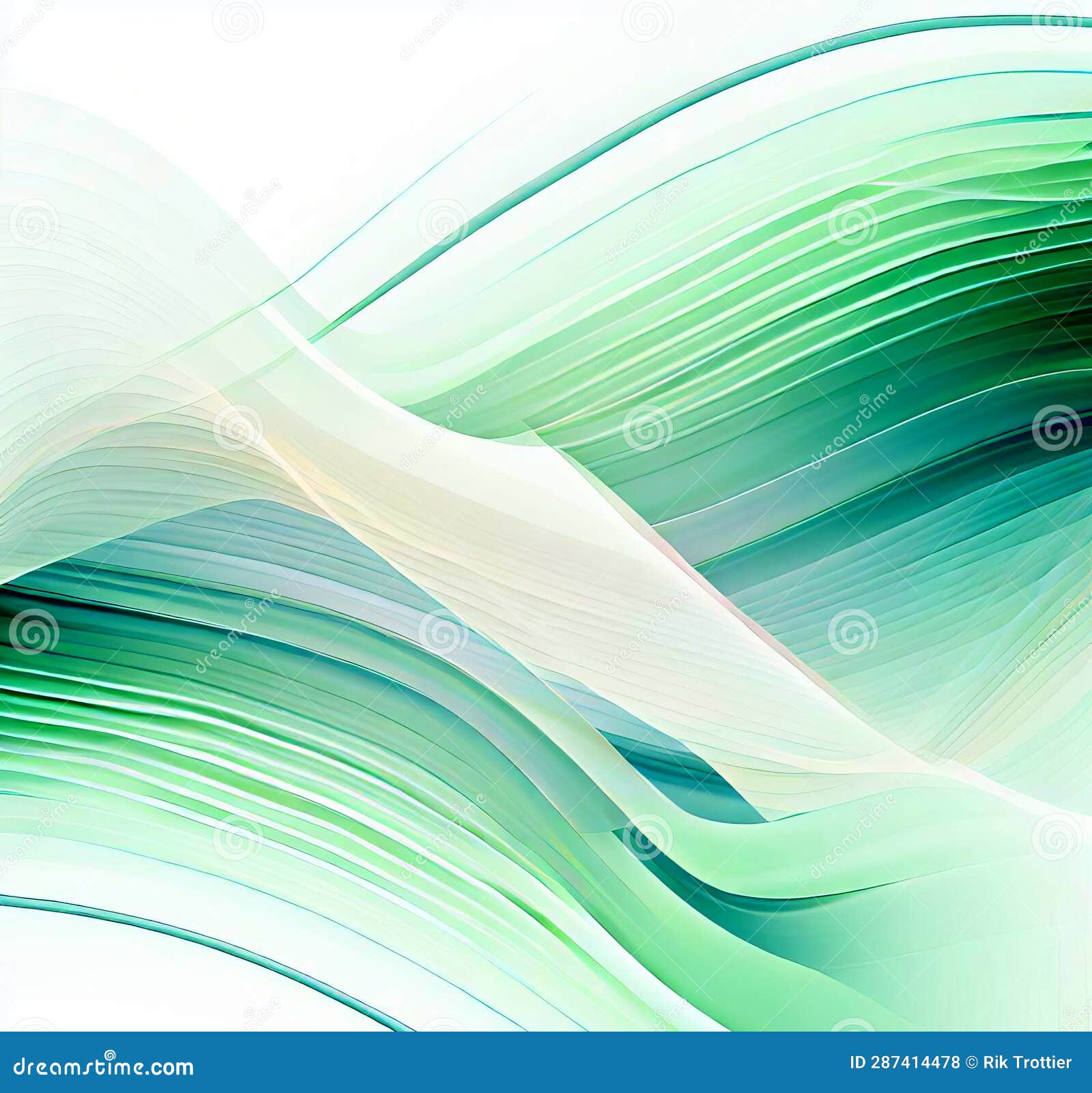 Abstract Green Waves Background on White Stock Illustration ...