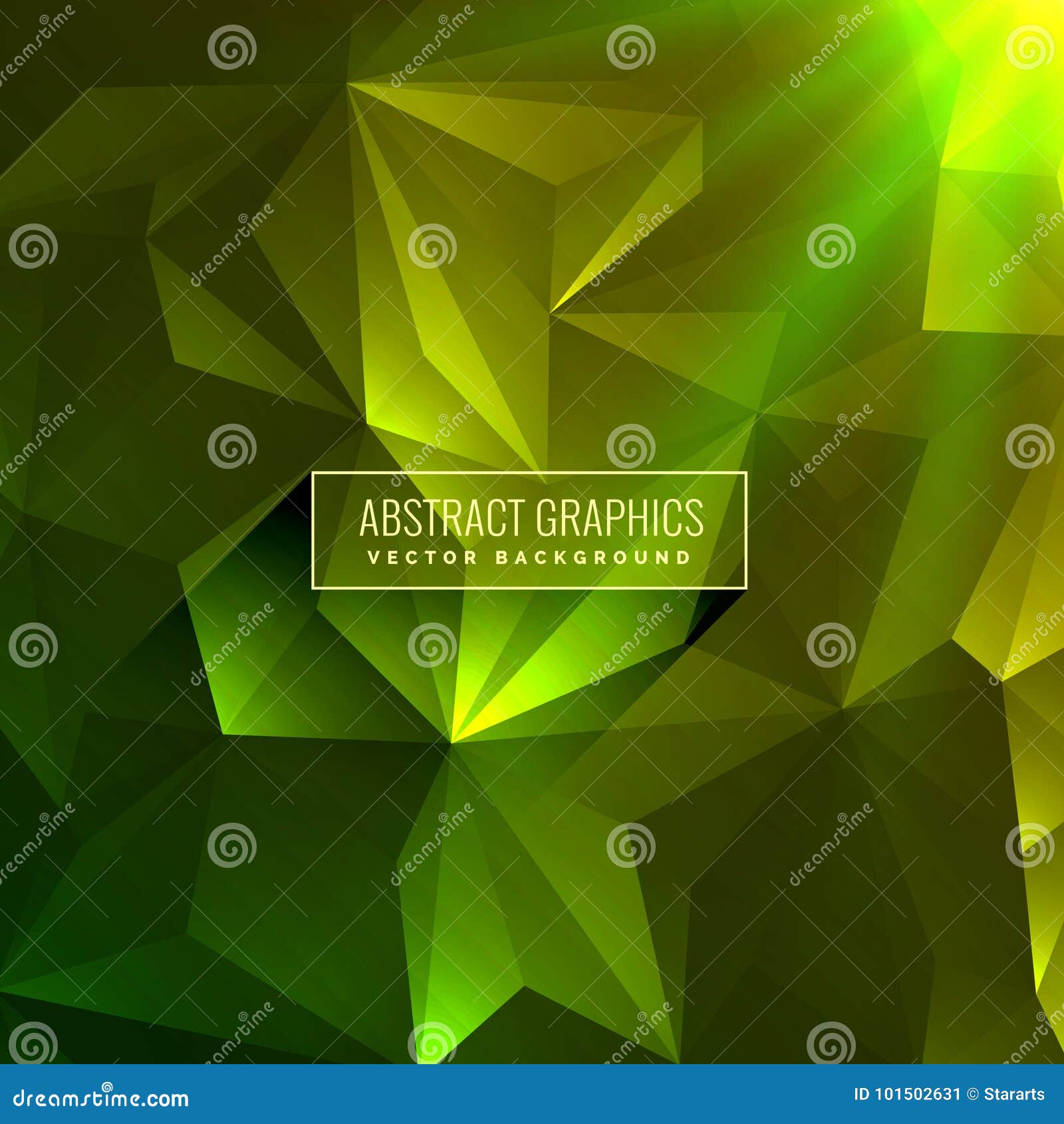 Abstract Green Low Poly Background with Glowing Light Stock Vector ...