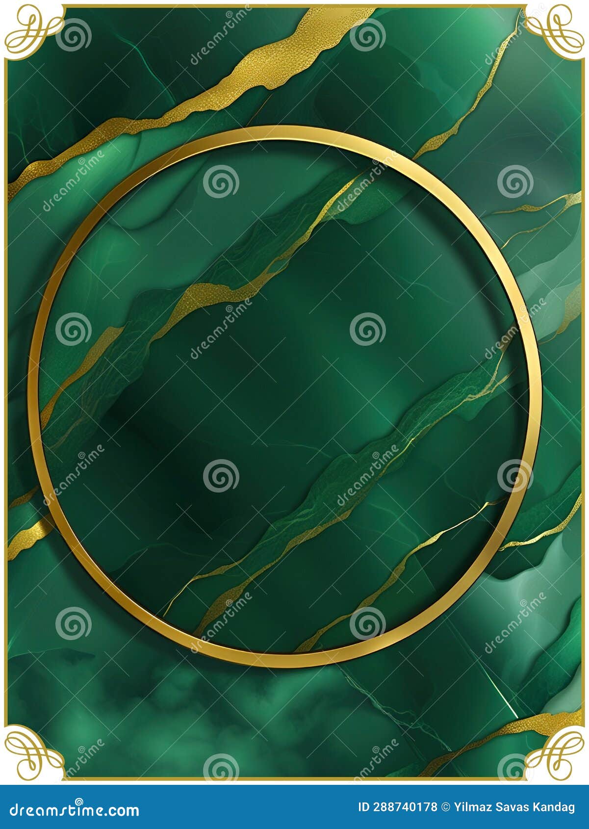 Abstract Green Marble Background with Gold Frame. Stock Illustration ...
