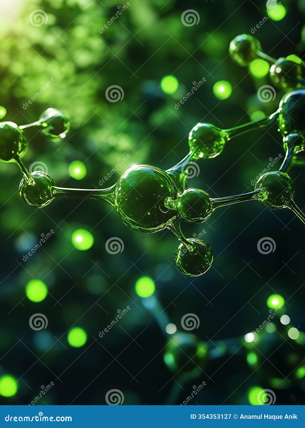 Abstract Green Molecular Structure 3D Render Science Nature Technology ...