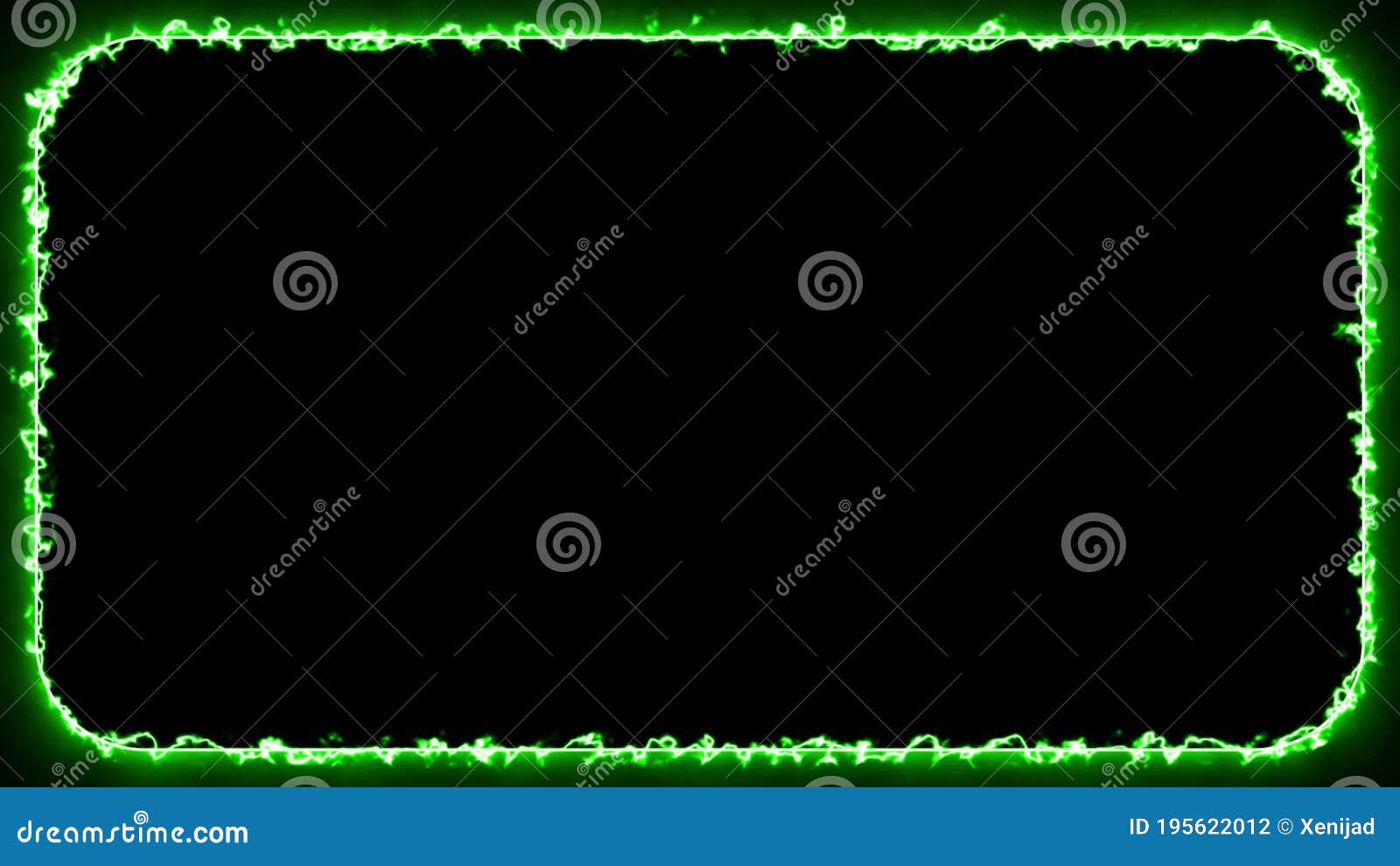 Abstract Green Neon Lightning Glowing Rectangle Frame Stock Footage ...