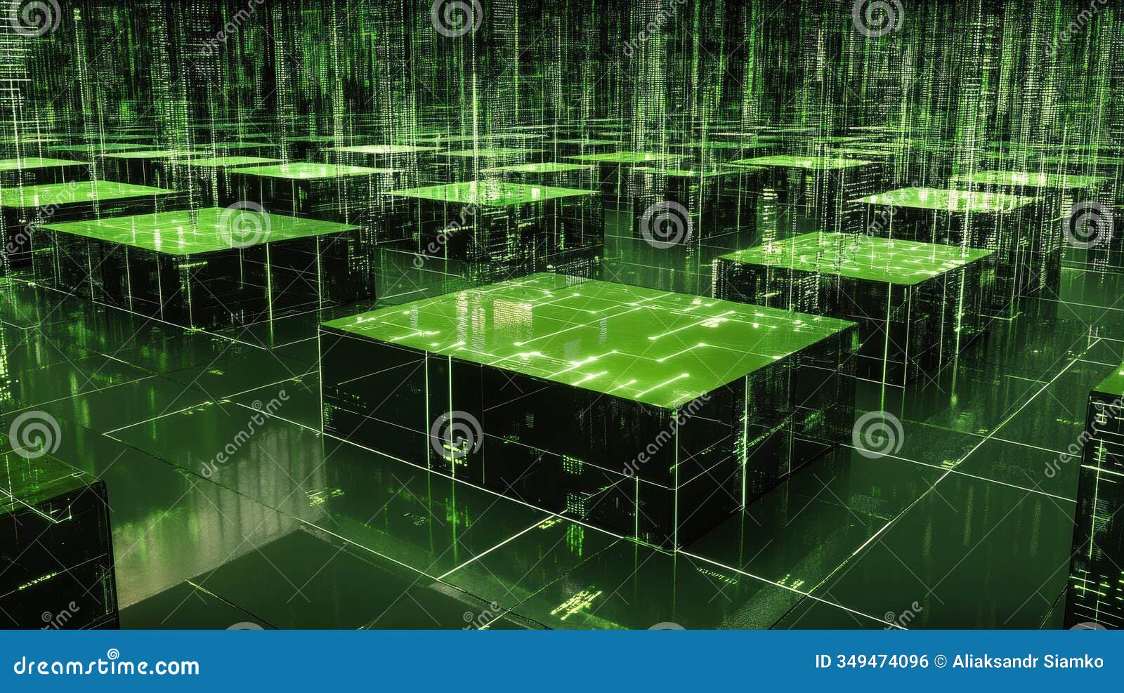 Abstract Green Network Highlighting Futuristic Digital Connections ...