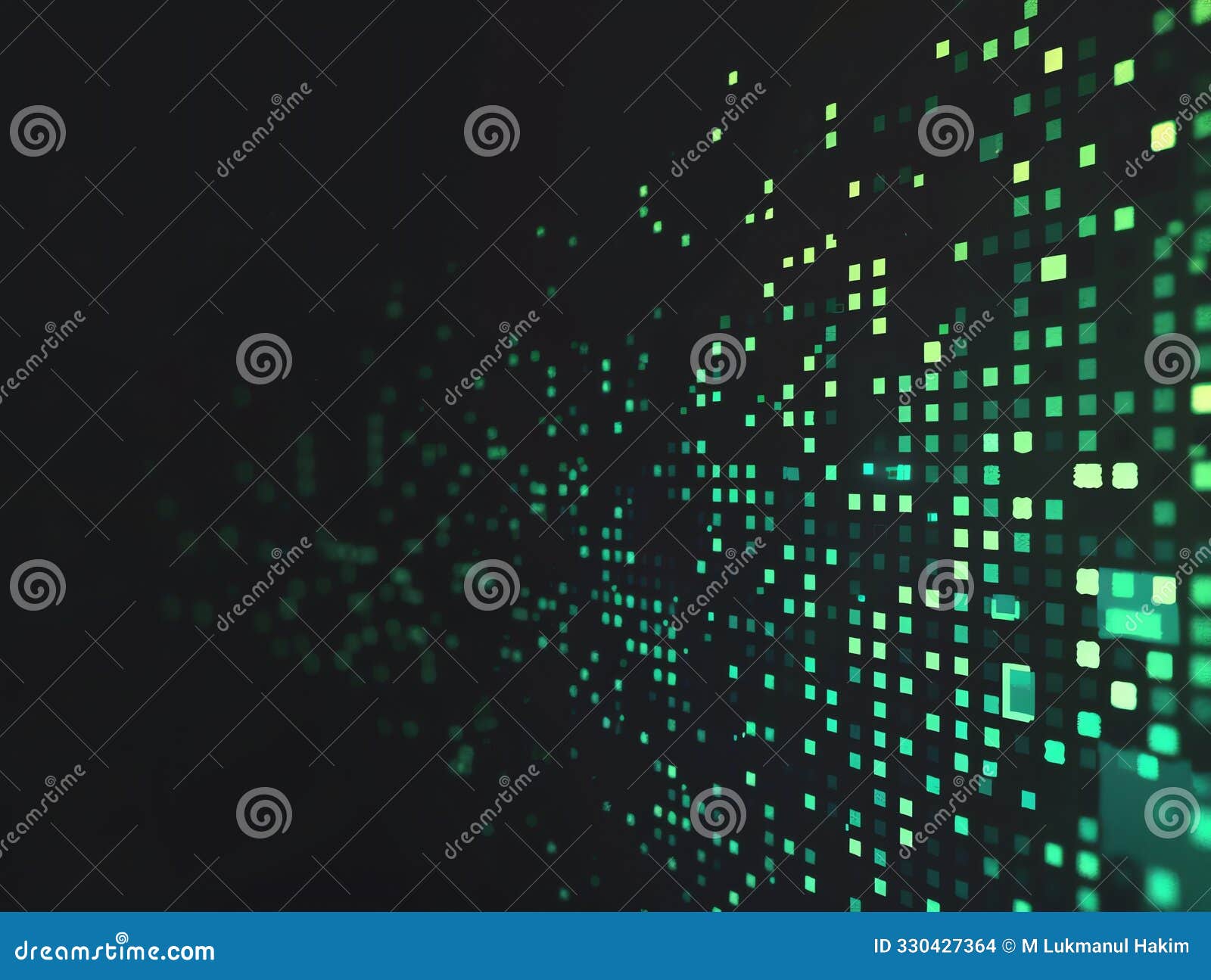 Abstract Green Pixelated Pattern Background with Depth and Blur Stock ...
