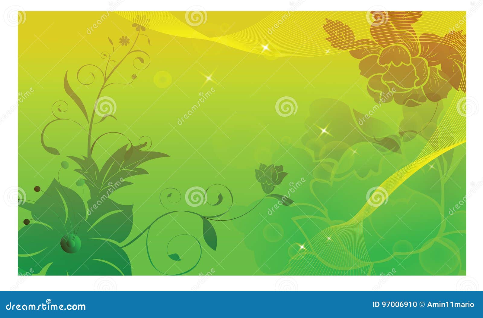 Abstract Green Plants Flowers Stock Illustration - Illustration of ...
