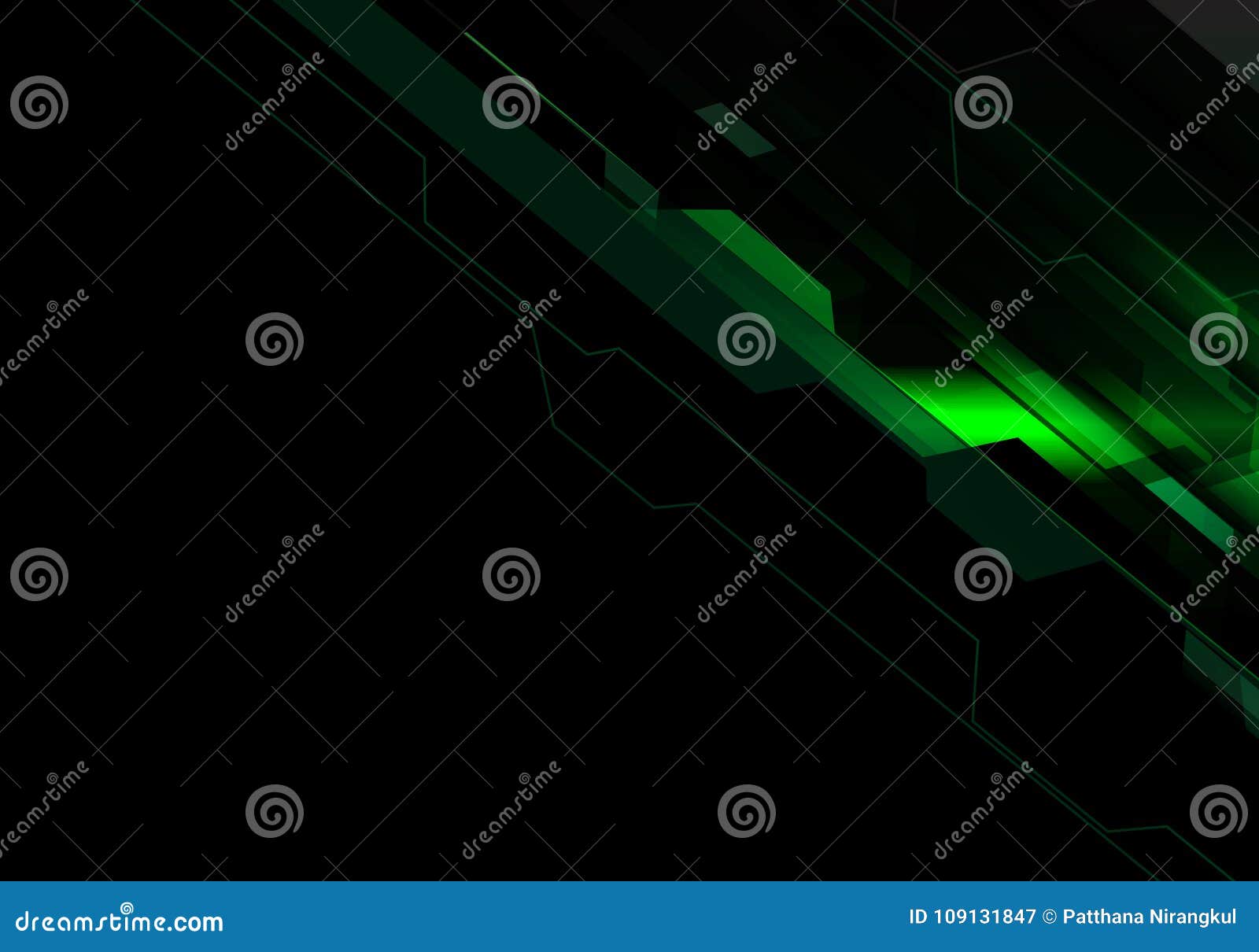 Abstract Green Polygon Light Technology Energy On Black Design Modern Futuristic Background
