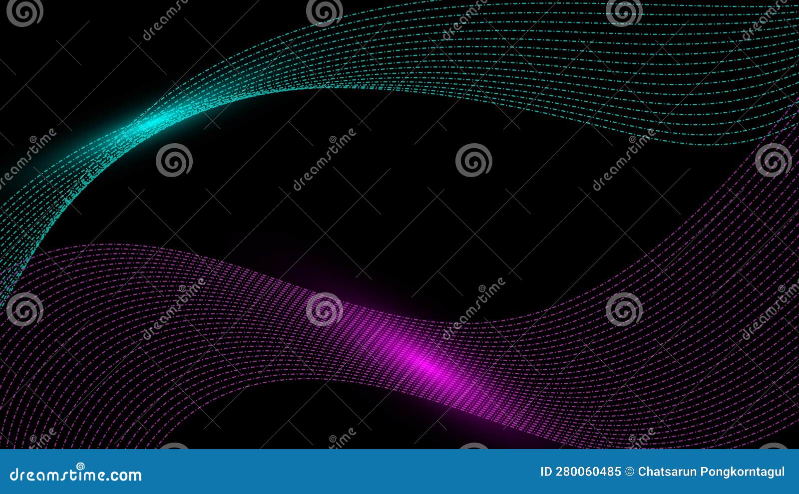 Abstract Green and Purple Wave Lines Elements on Black Background Stock ...