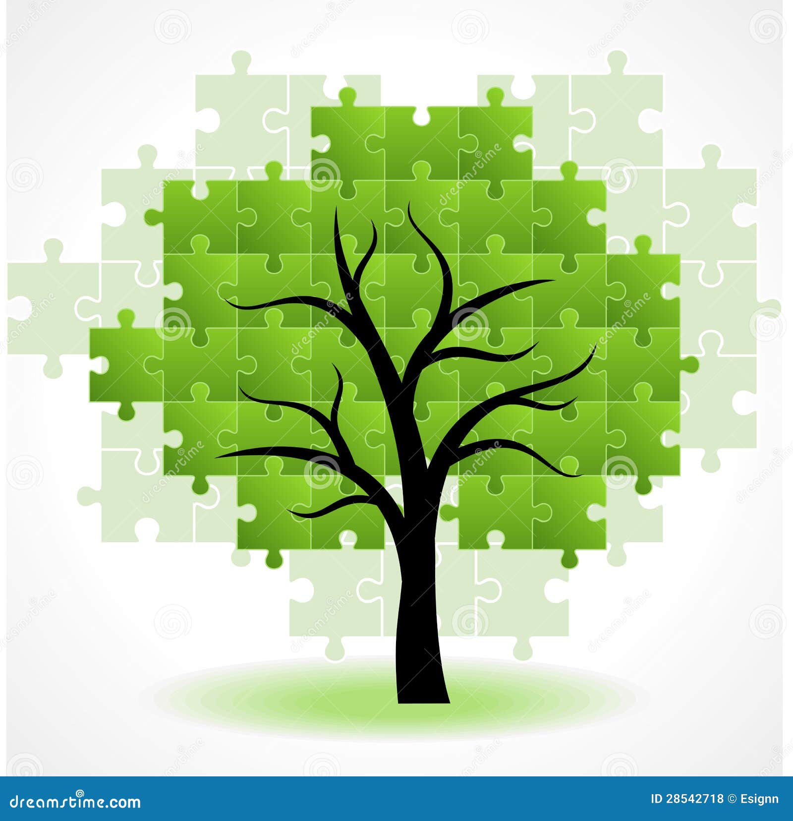 Abstract Green Puzzle Tree Shape Stock Vector - Illustration of clean ...