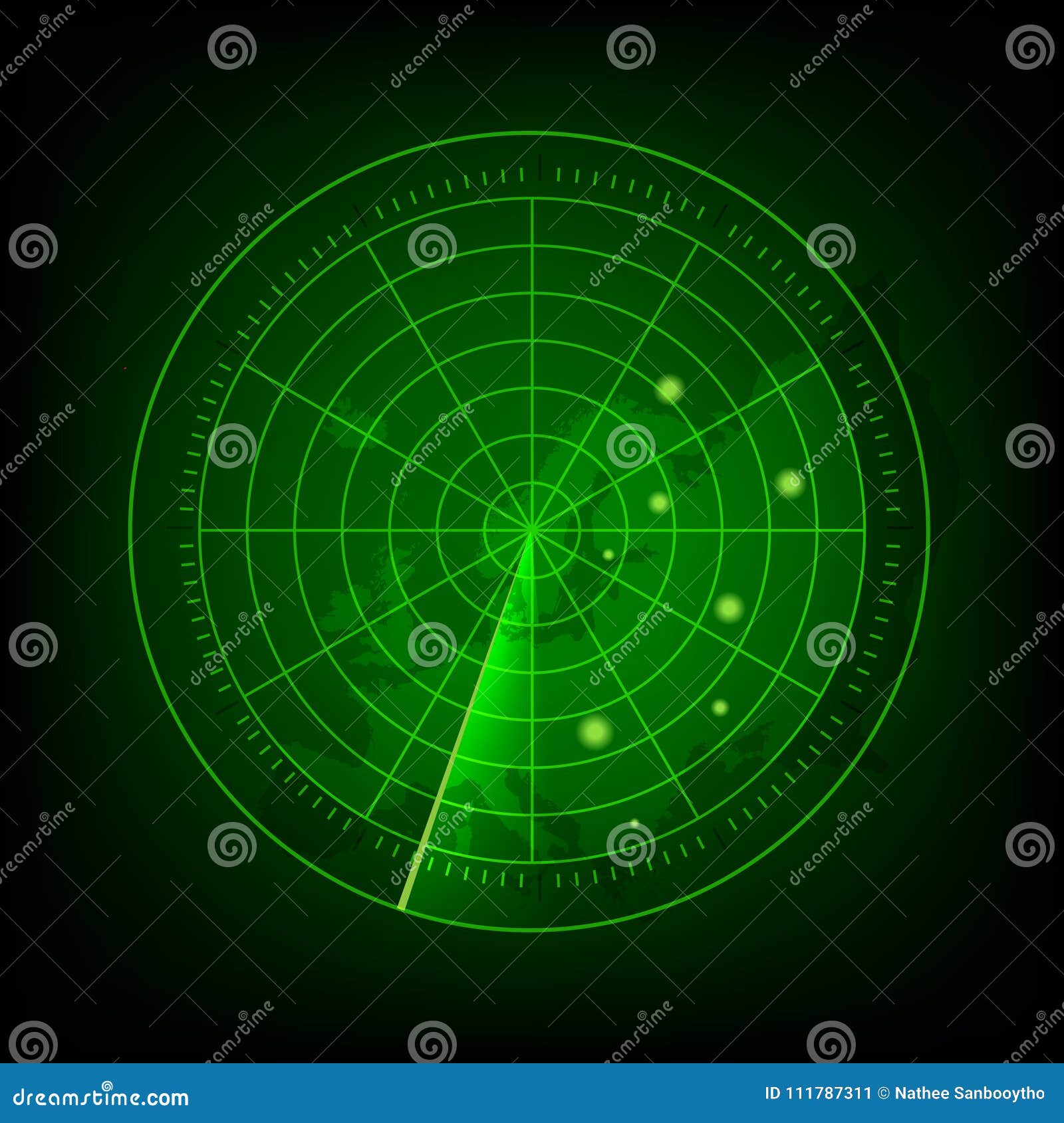 Green Radar Screen, Air Traffic. Seamless Loop. Black Screen With Green ...