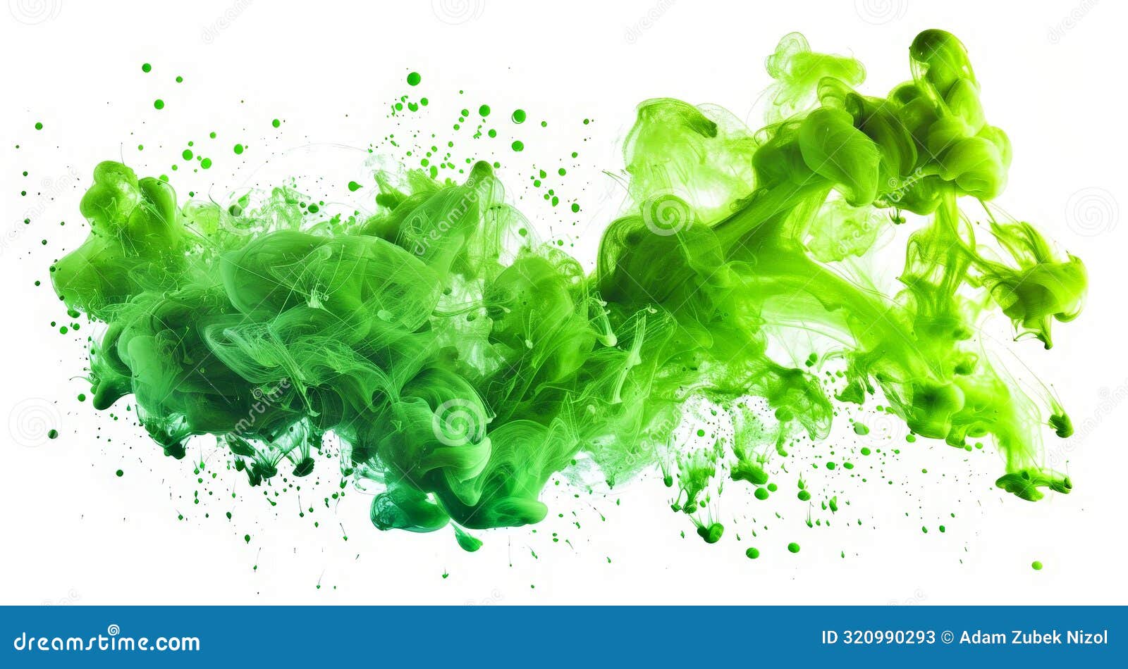 Abstract Green Smoke Explosion on White Background Stock Illustration ...