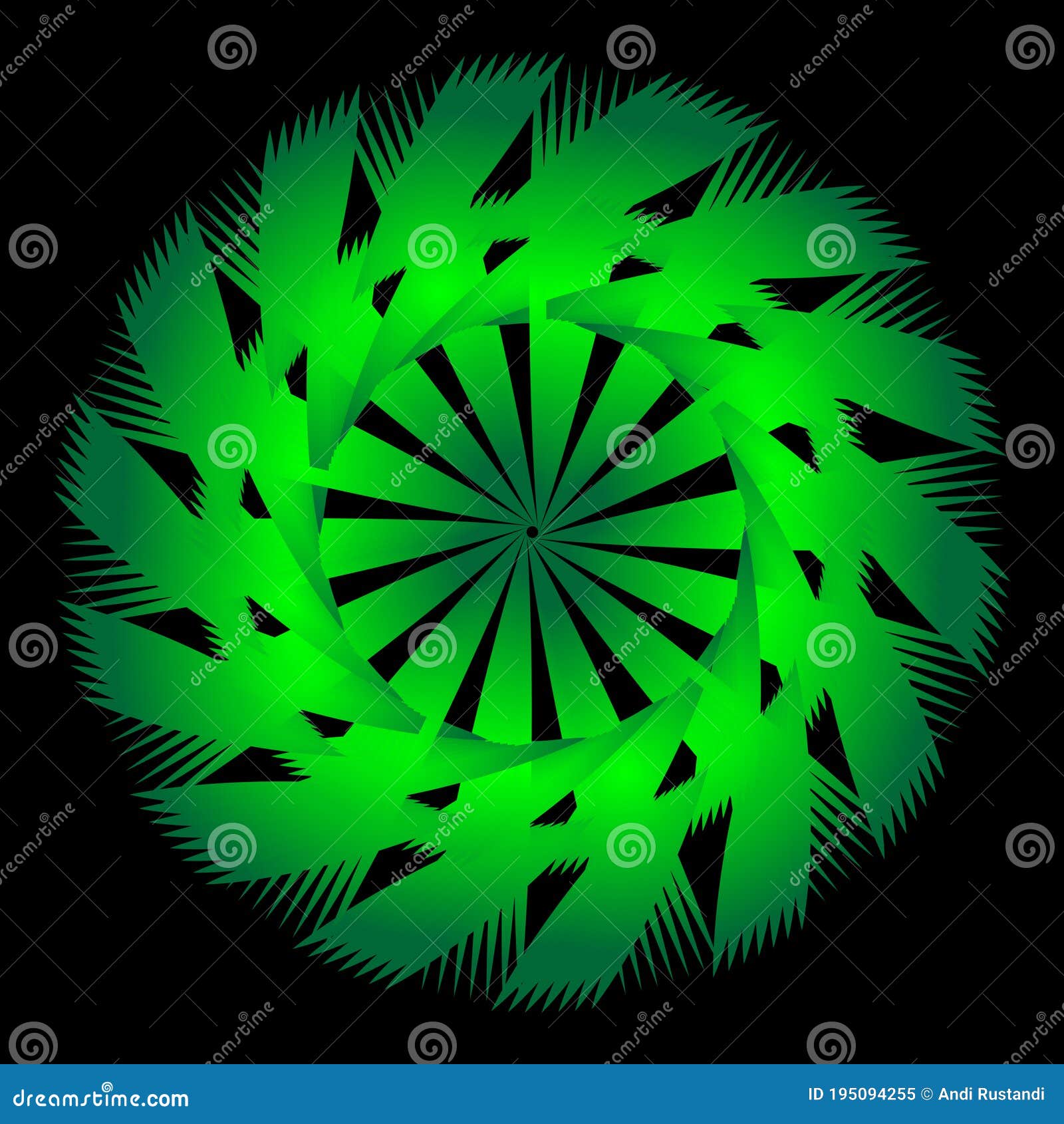 Abstract Green Spirograph on Black Background. Stock Vector ...
