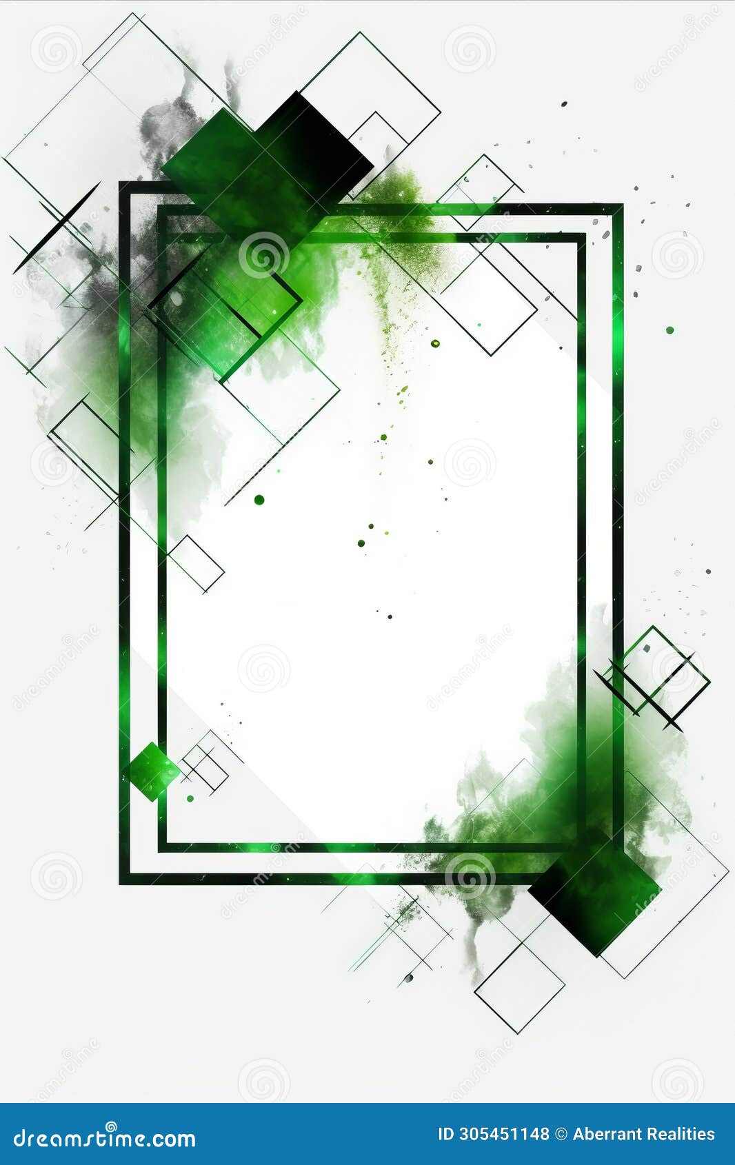 Abstract Green Square Frame on White Background Stock Illustration ...