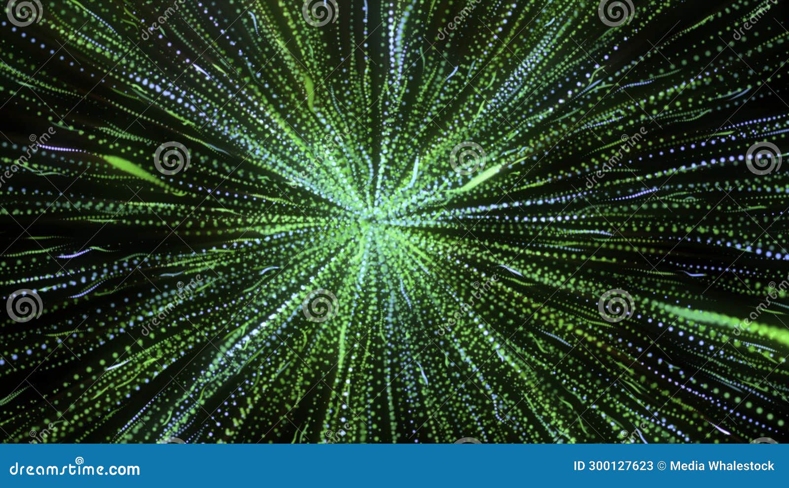 Abstract Green Star Explosion in Black Outer Space. Motion Stock ...