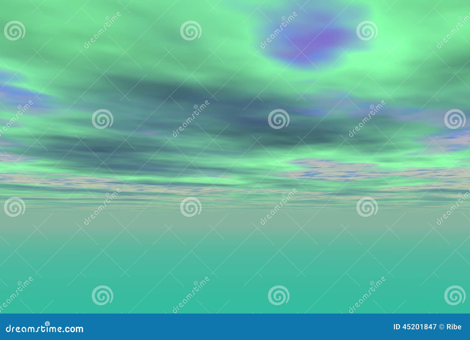 Abstract Green Sunset Sky with Clouds Stock Illustration - Illustration ...