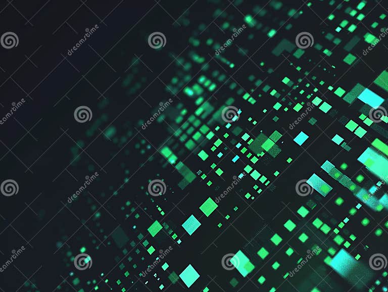 Abstract Green and Teal Square Pattern on a Black Background Perfect ...