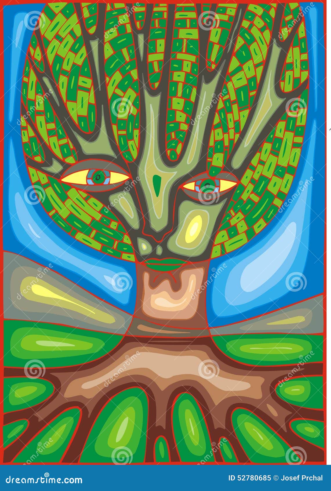 Abstract Green Tree and Blue Sky Stock Vector - Illustration of ...