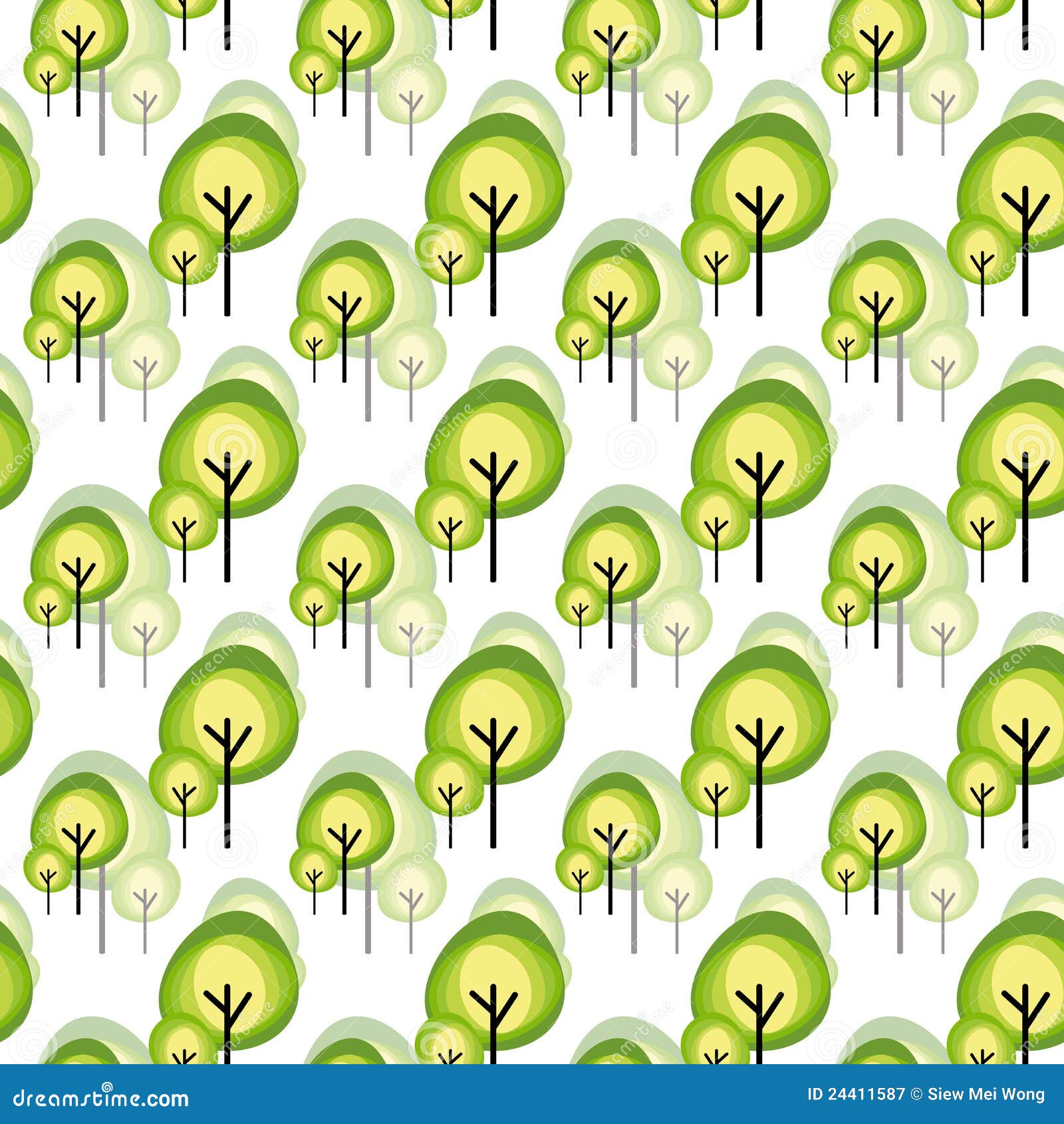 Abstract Green Tree Seamless Pattern Stock Vector - Illustration of ...