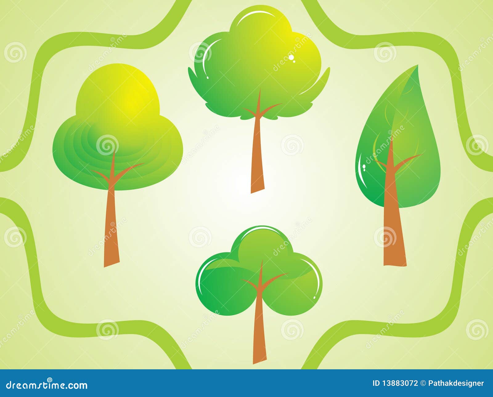 Abstract green tree set stock vector. Illustration of growth - 13883072