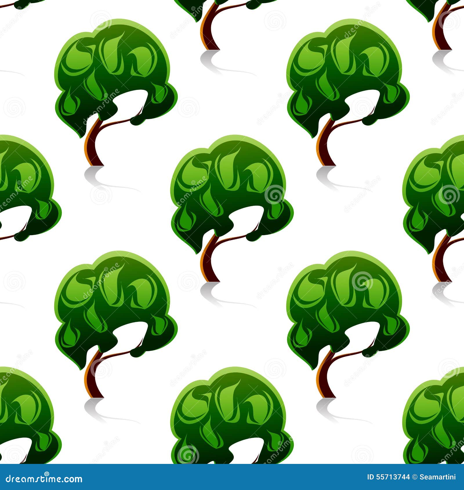 Abstract Green Trees Seamless Pattern Stock Vector - Illustration of ...