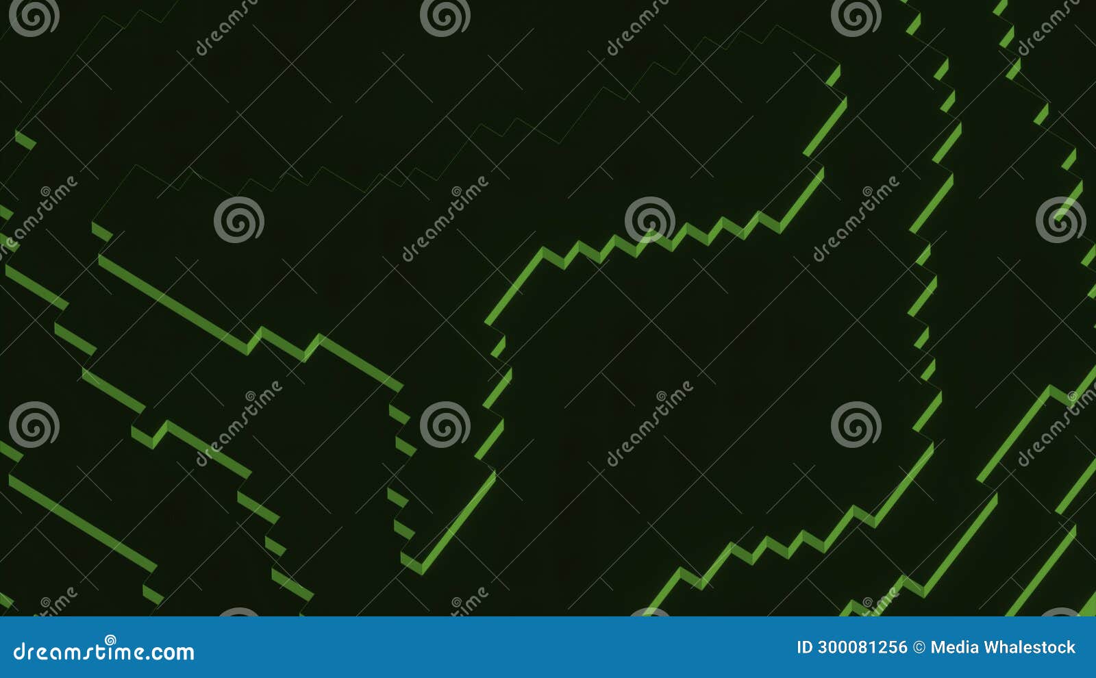 Abstract Green Visualization of a Retro Tetris Game. Design ...