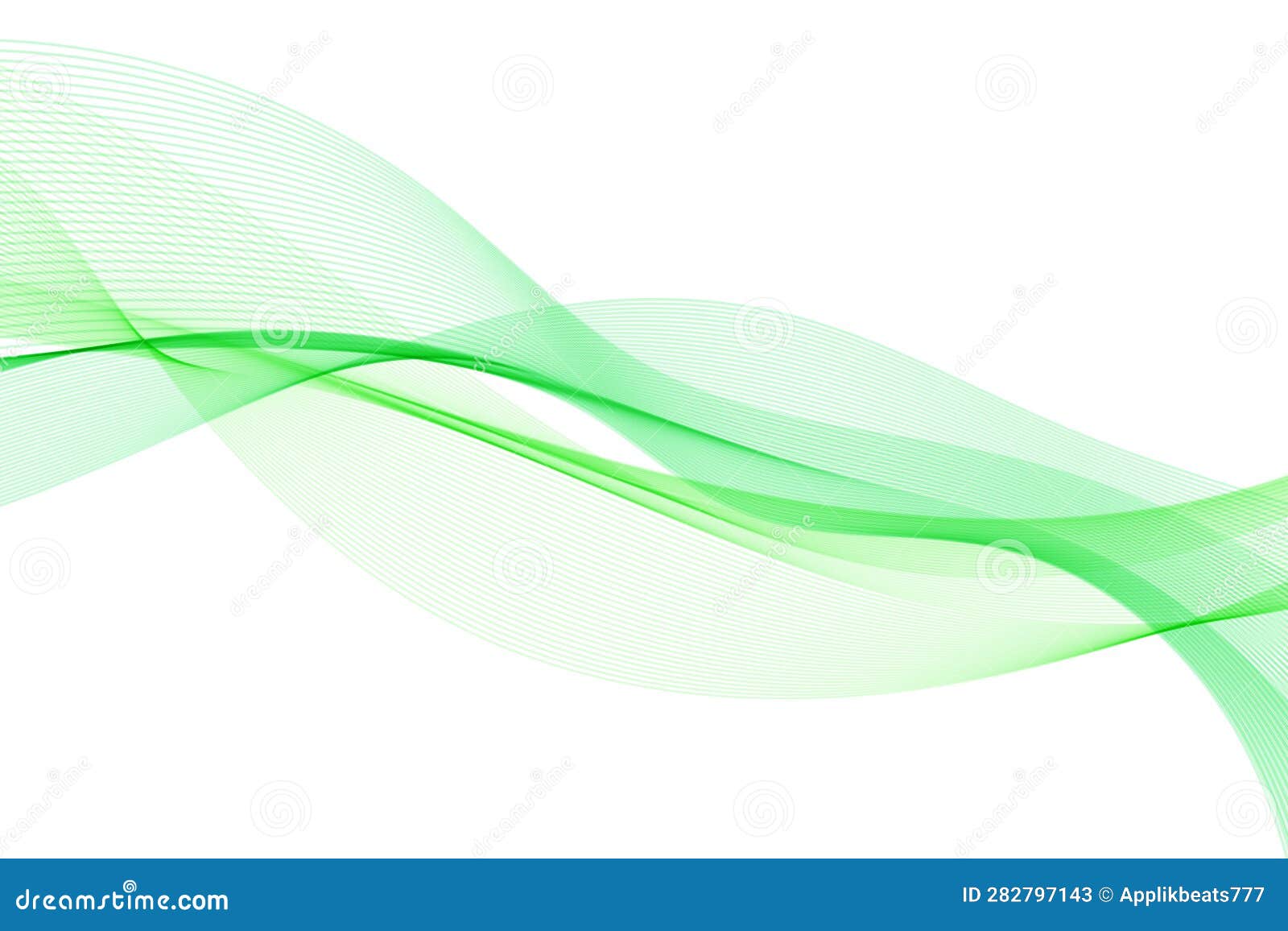 Abstract Green Wave Flow Line Isolated on White Background. Wavy Fluid ...