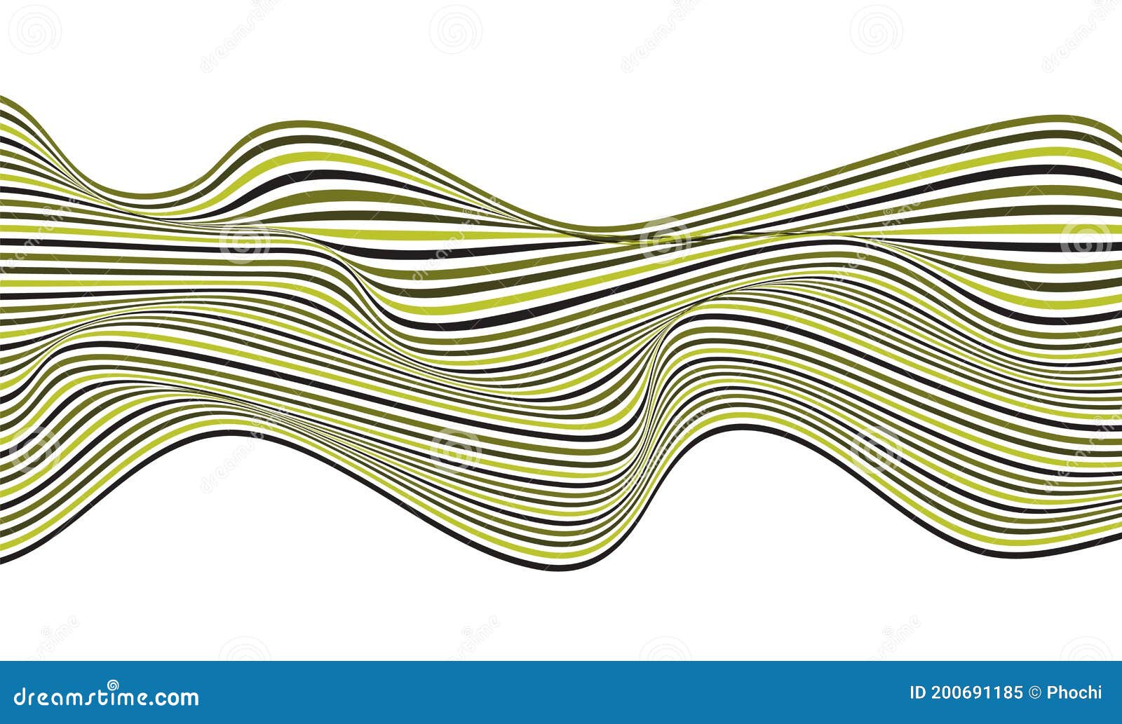 Abstract Green Wave Lines Pattern Optical Art Design Isolated on White ...