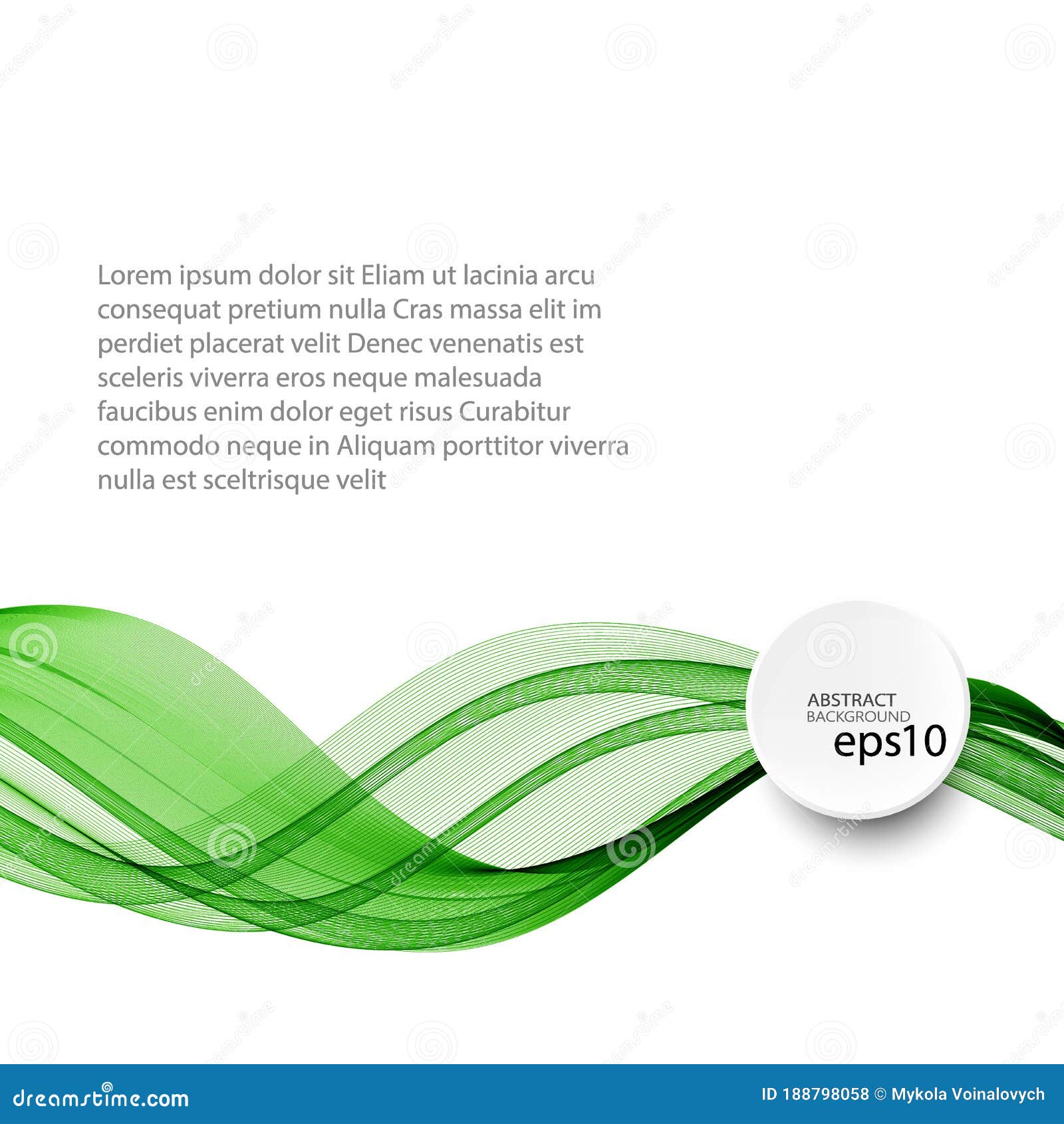 Abstract Green Wave Vector Background, Horizontal Wavy Wave Lines on ...