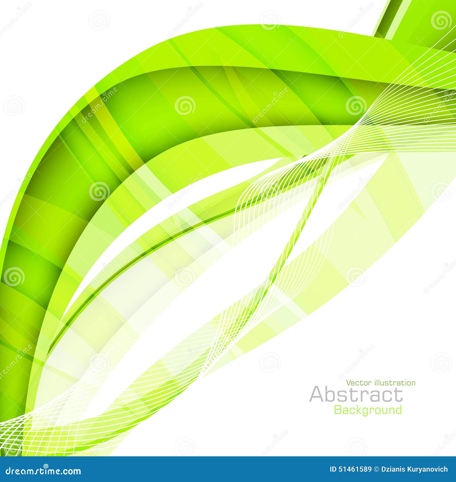 Abstract Green Waves - Data Stream Concept. Vector Illustration Stock ...