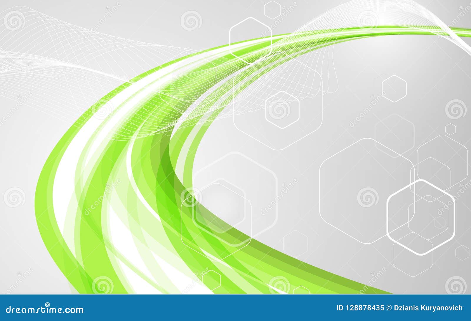 Abstract Green Waves - Data Stream Concept. Vector Illustration Stock ...