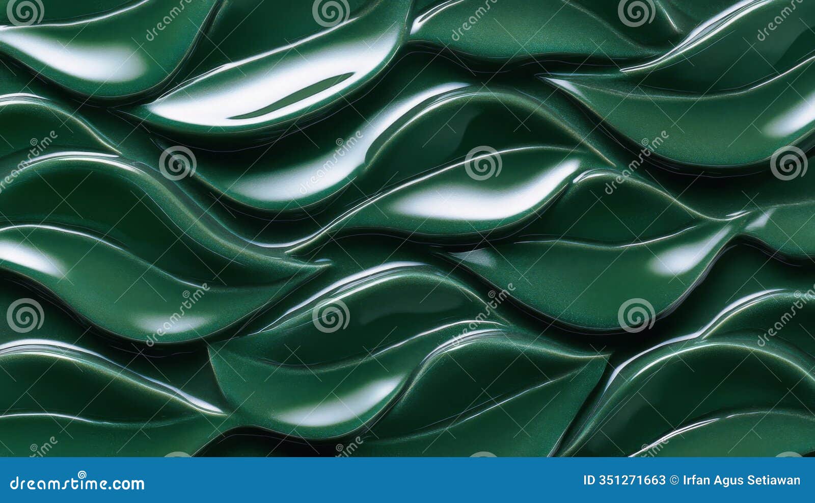 Abstract Green Wavy Glossy Surface Texture Stock Illustration ...