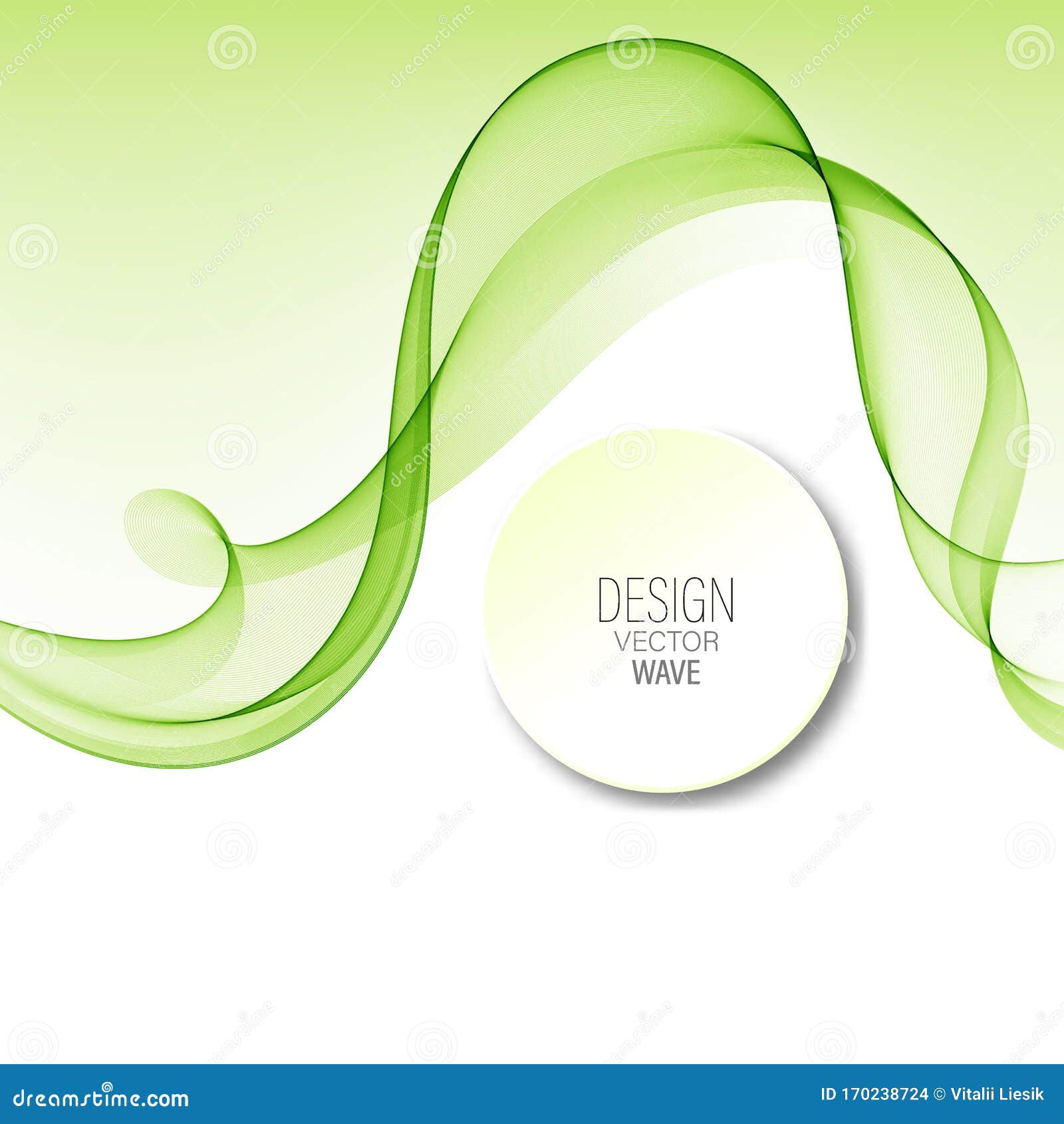 Abstract Green Wavy Lines. Colorful Vector Background. Transparent ...